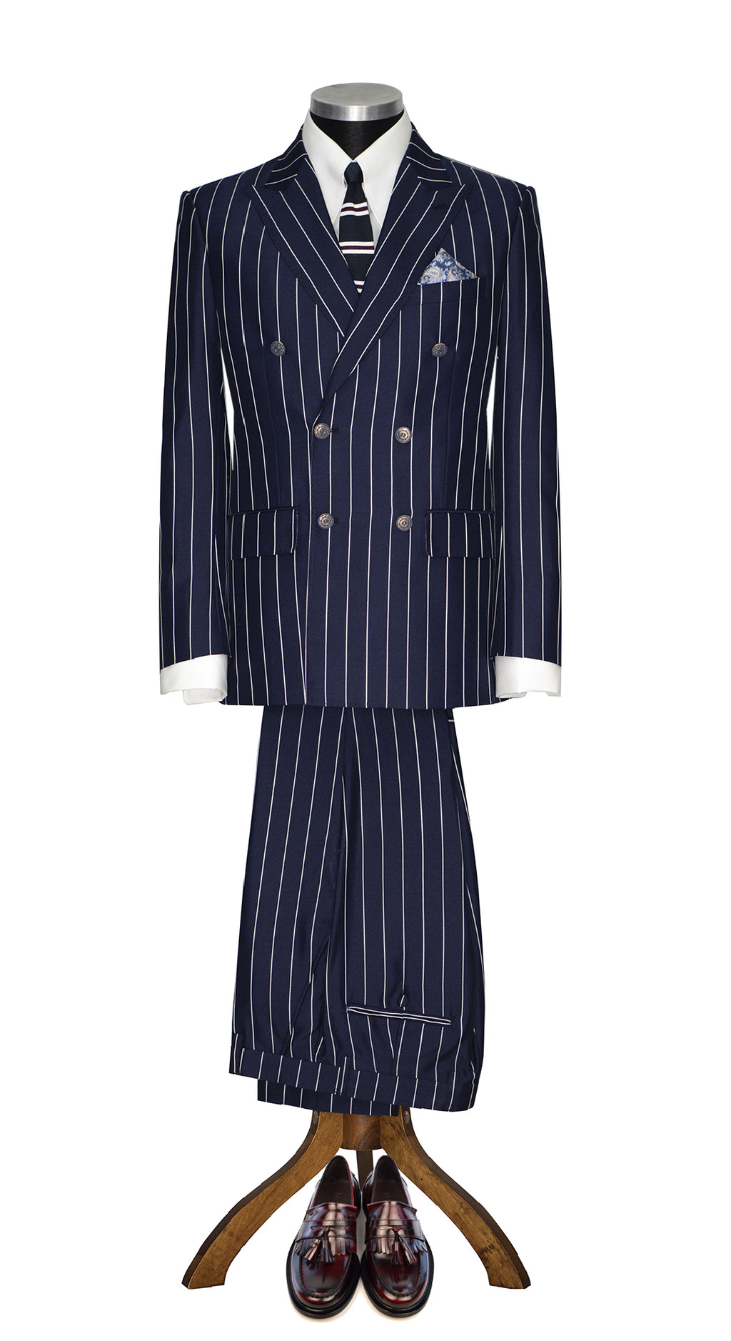 Cashmere Wool Navy Grey Check Double Breasted Mod Suit | 1960's Retro ...