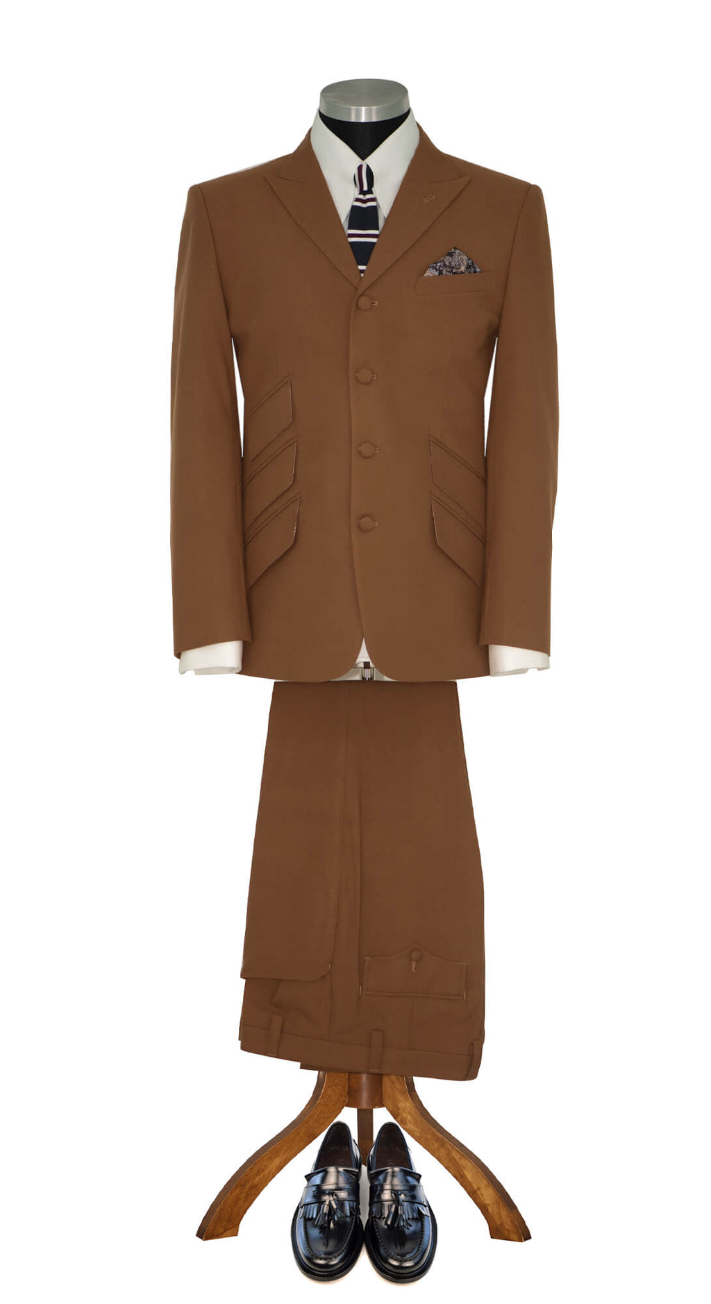 Wood Brown Peak Lapel 4 Button Mod Suit | 1960's Retro Mod Clothing ...
